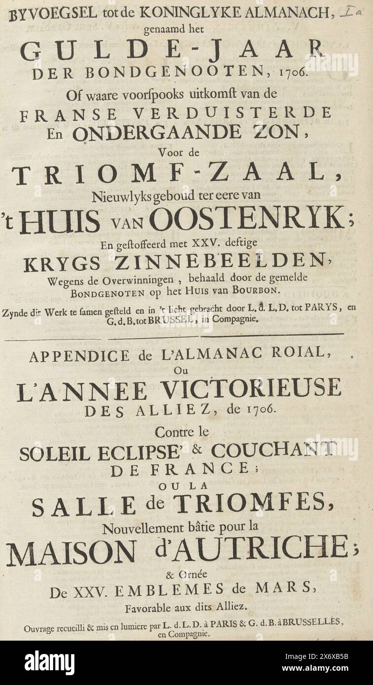 Title page for the series Addition to the Royal Almanach, called the ...