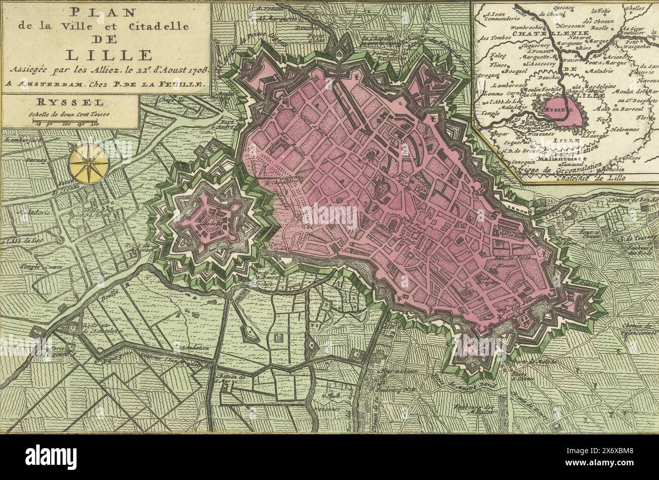 Plan de la ville et citadelle de lille assiegee par hi-res stock ...