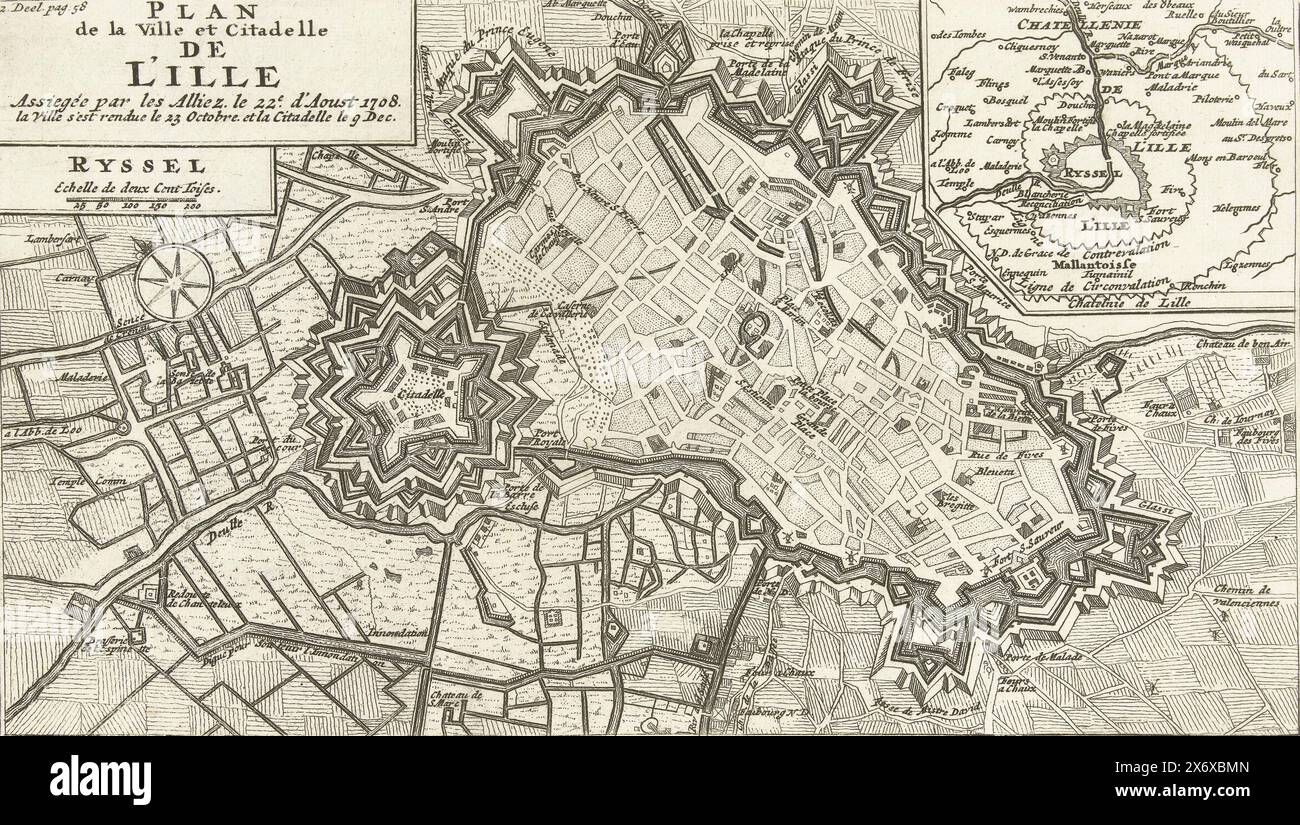 Plan de la ville et citadelle de lille assiegee par hi-res stock ...