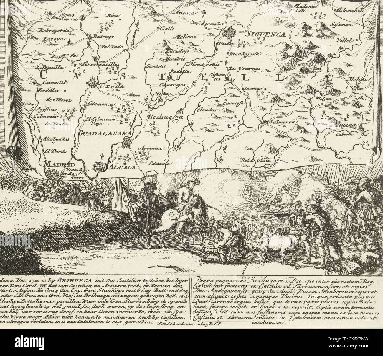 Battle of Brihuega in Castile, 1710, 9 Nov. 1710, the City of Aire ...