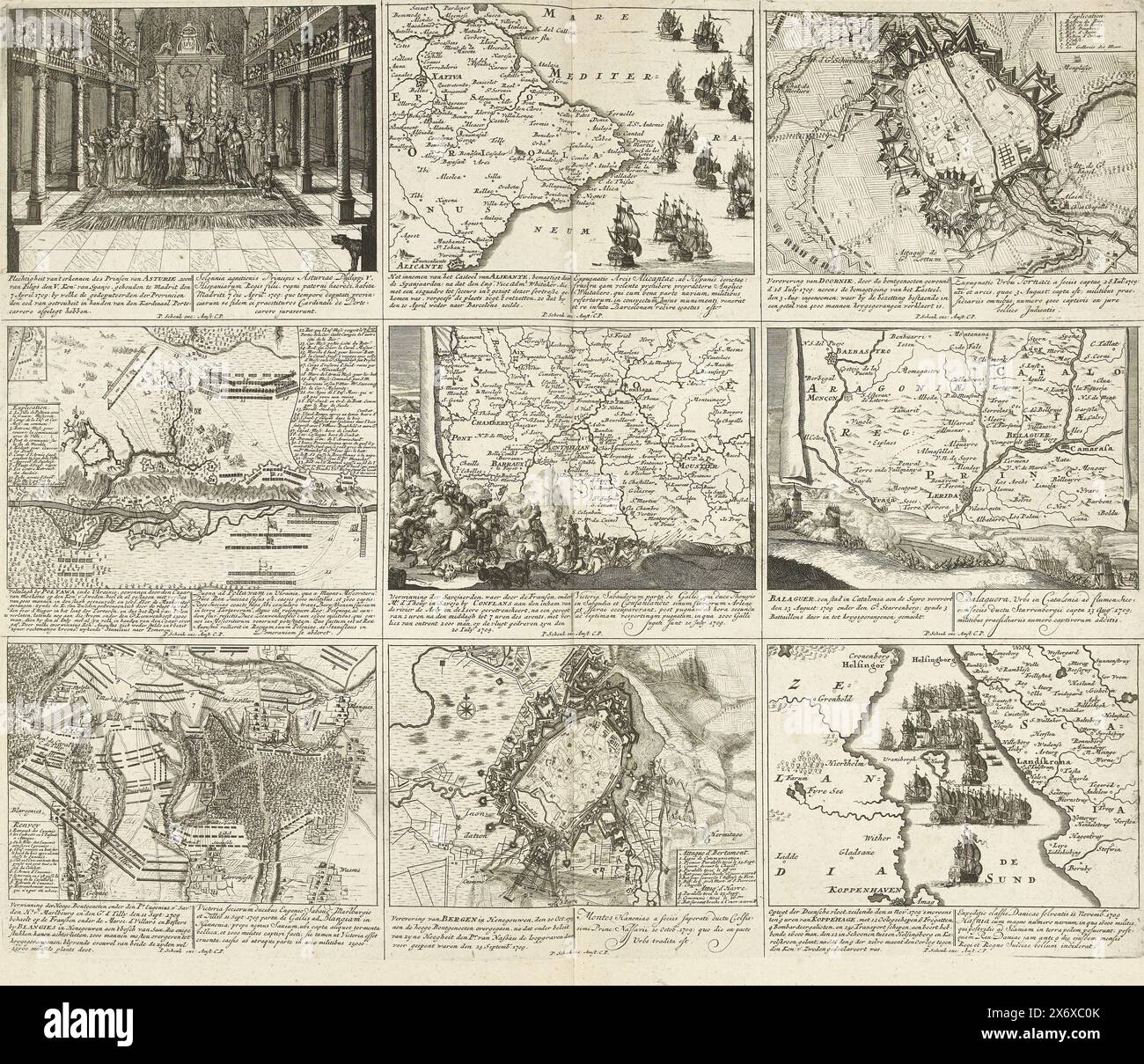 Theater of the war (page, Sheet with nine representations of events ...