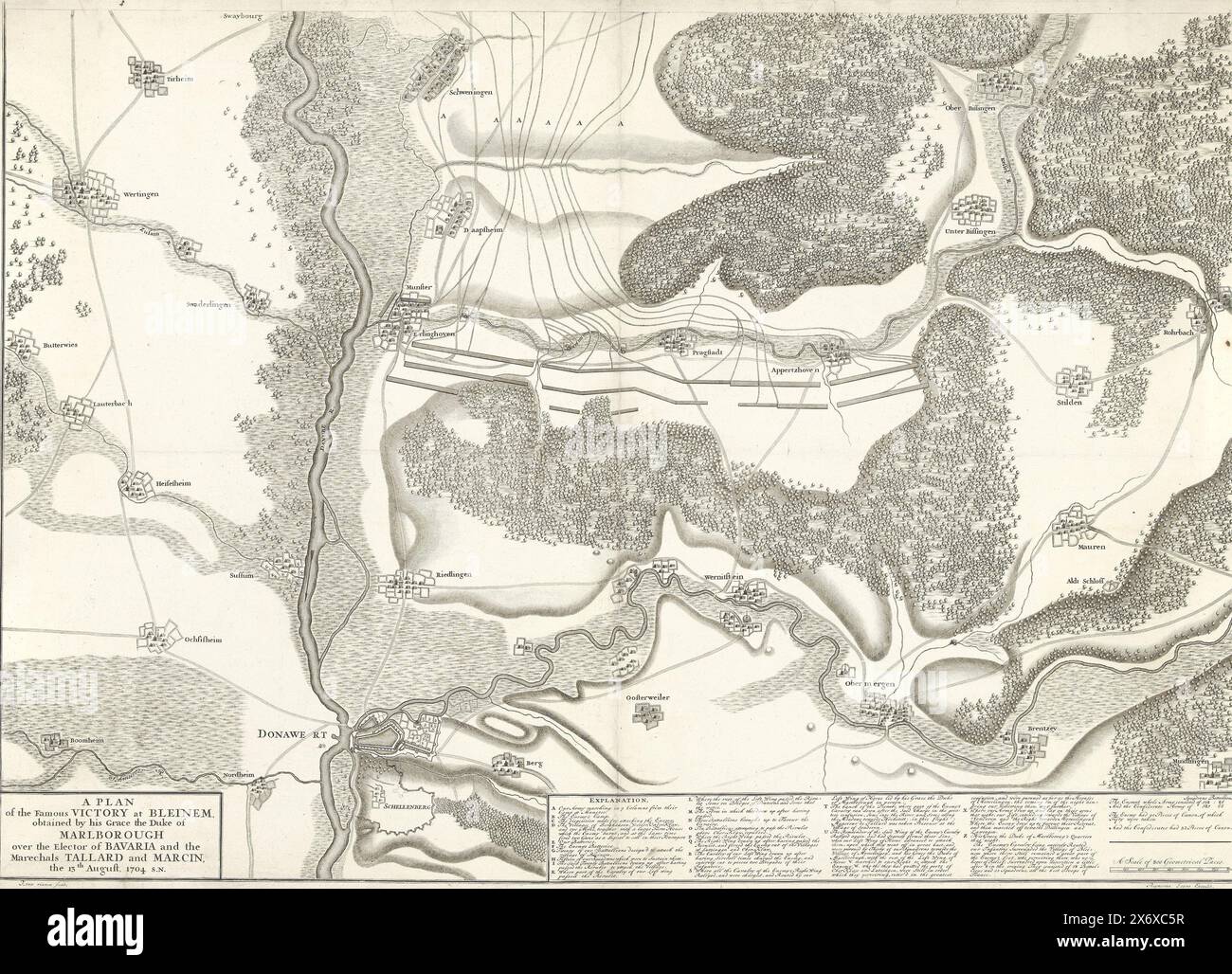 Map of the Battle of Höchstädt (lower half), 1704, A Plan of the Famous ...