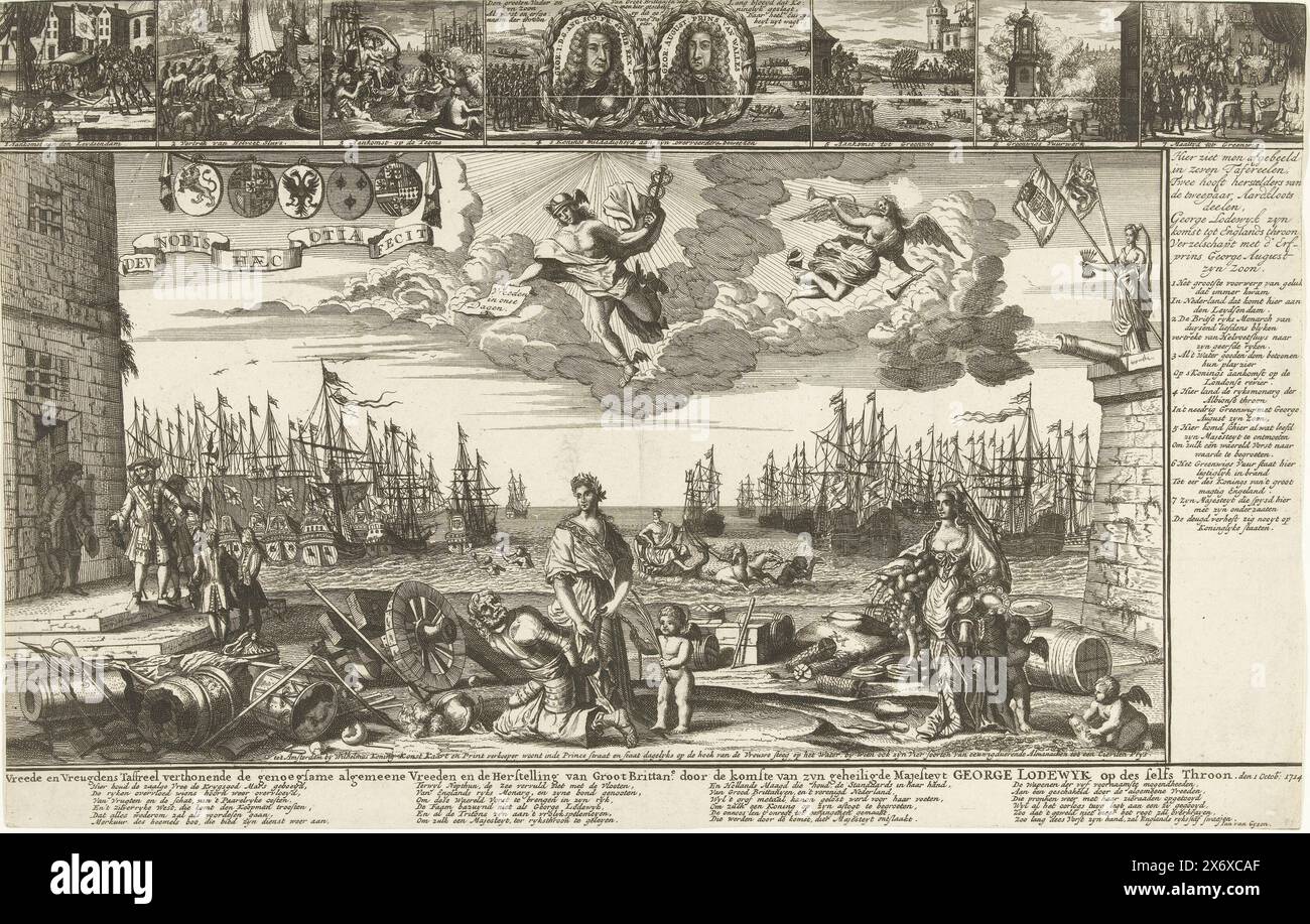 Allegory of the departure of George I from Hellevoetsluis to England to ...
