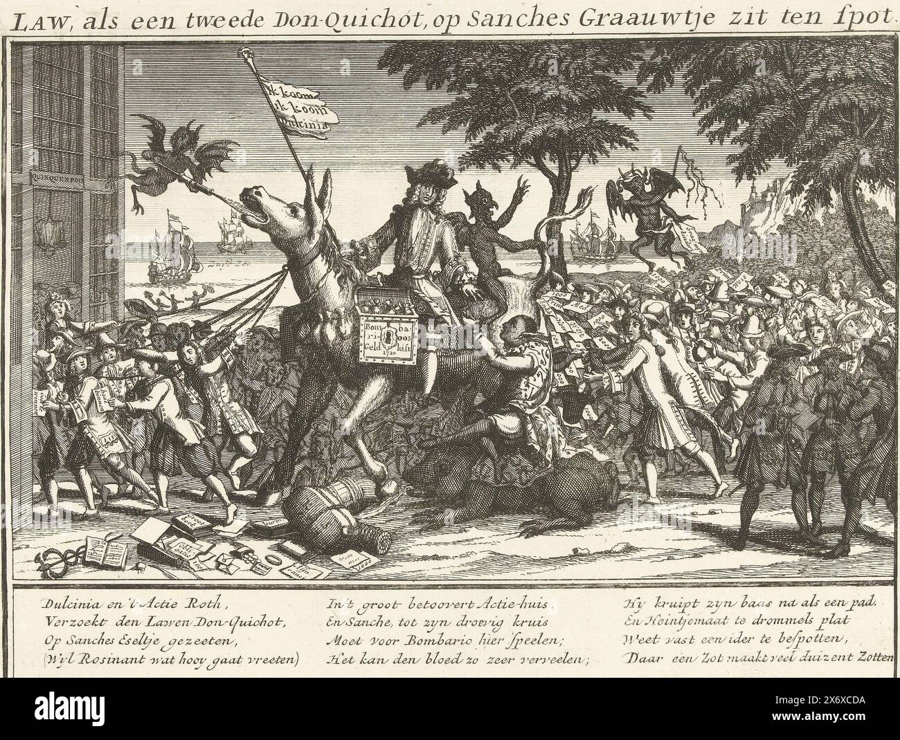 John Law on Sancho Panza's donkey, 1720, Law, as a second Don-Quichot ...