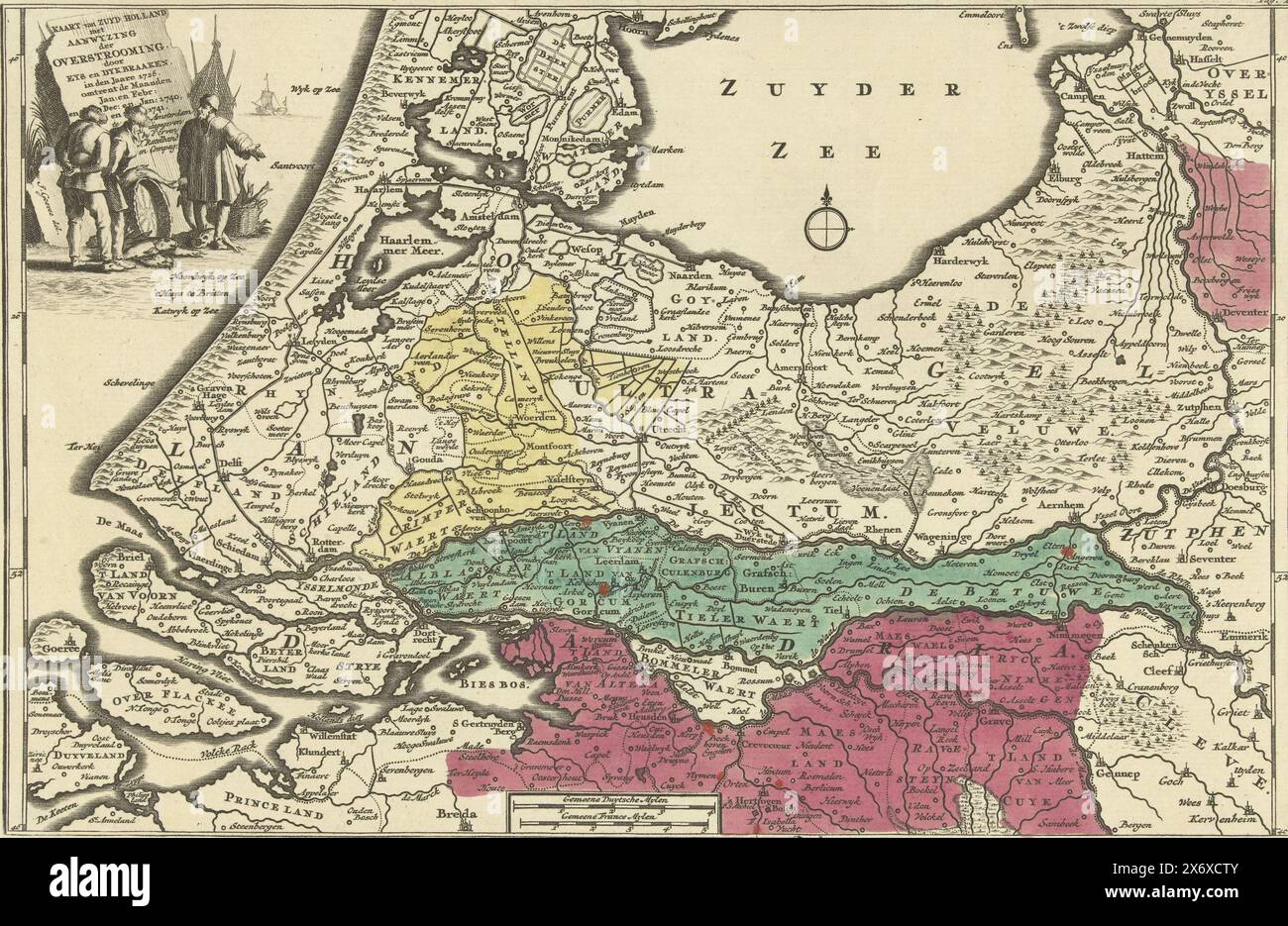 Map of South Holland showing the floods in the years 1726 and 1740-1741 ...