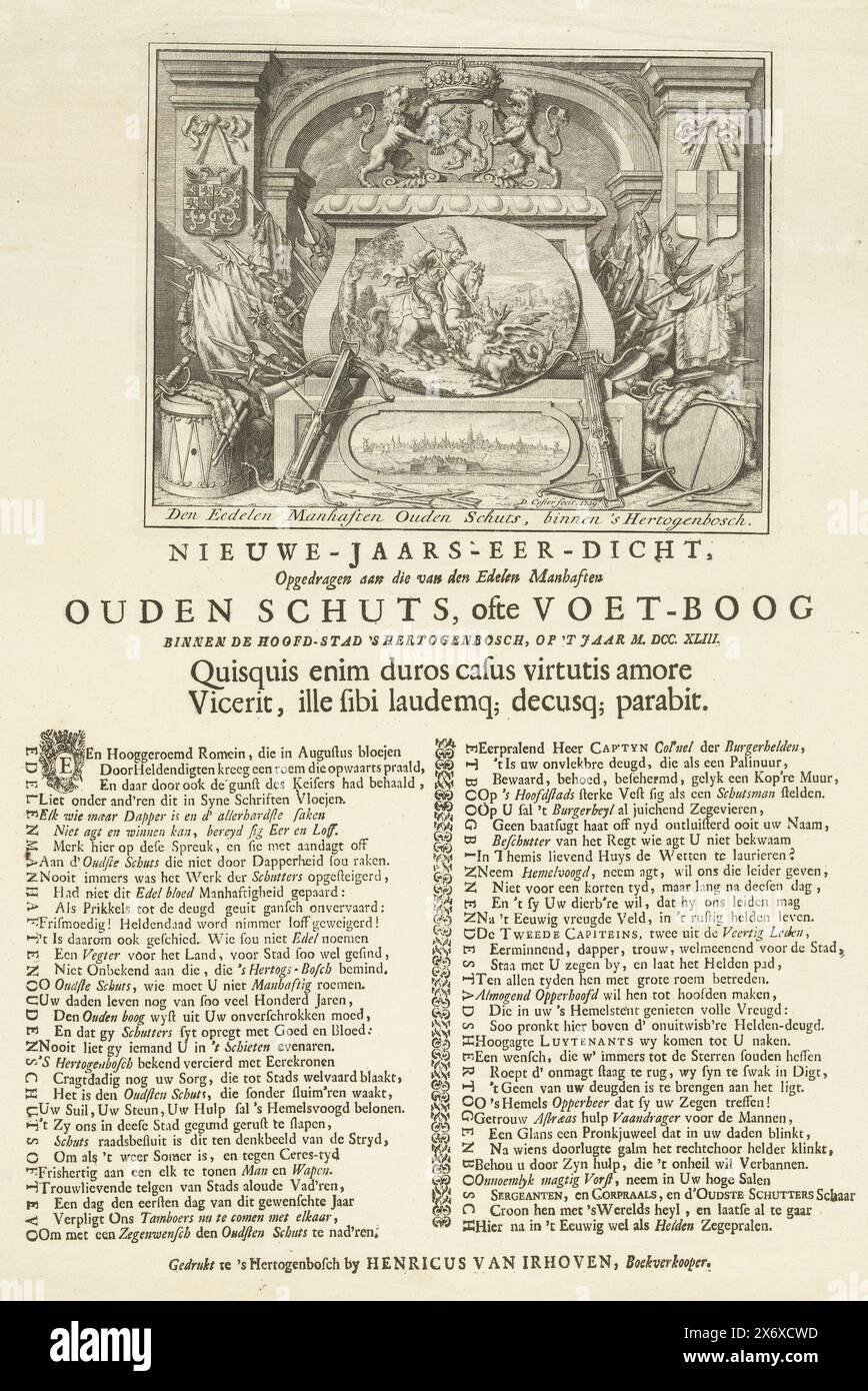 New Year's print of the militia of Den Bosch, 1743, Den Edelen ...