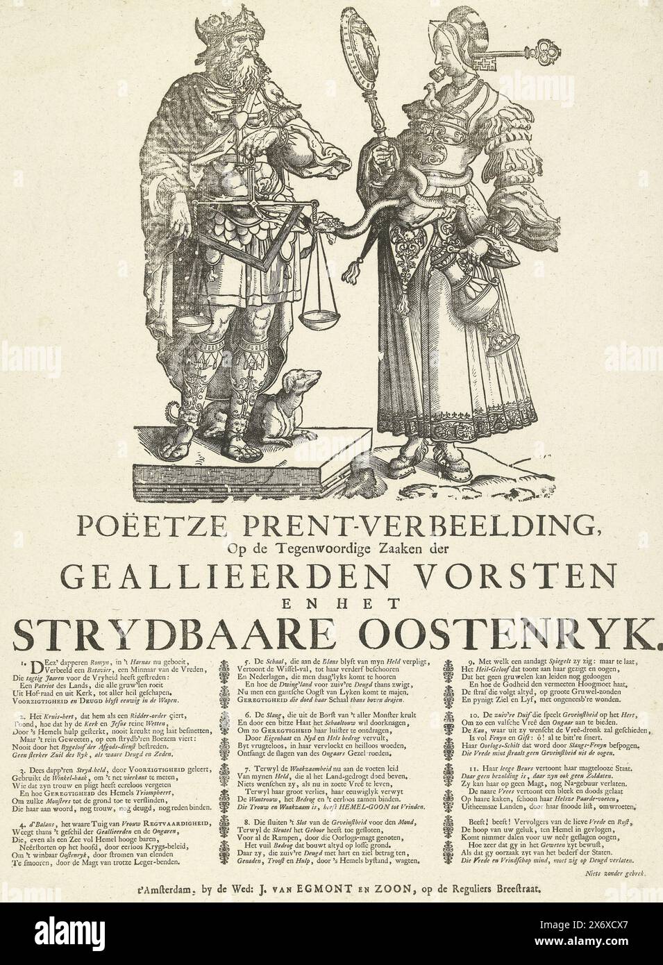 Allegory on the Austrian War of Succession, ca. 1742, Poëetze Print ...