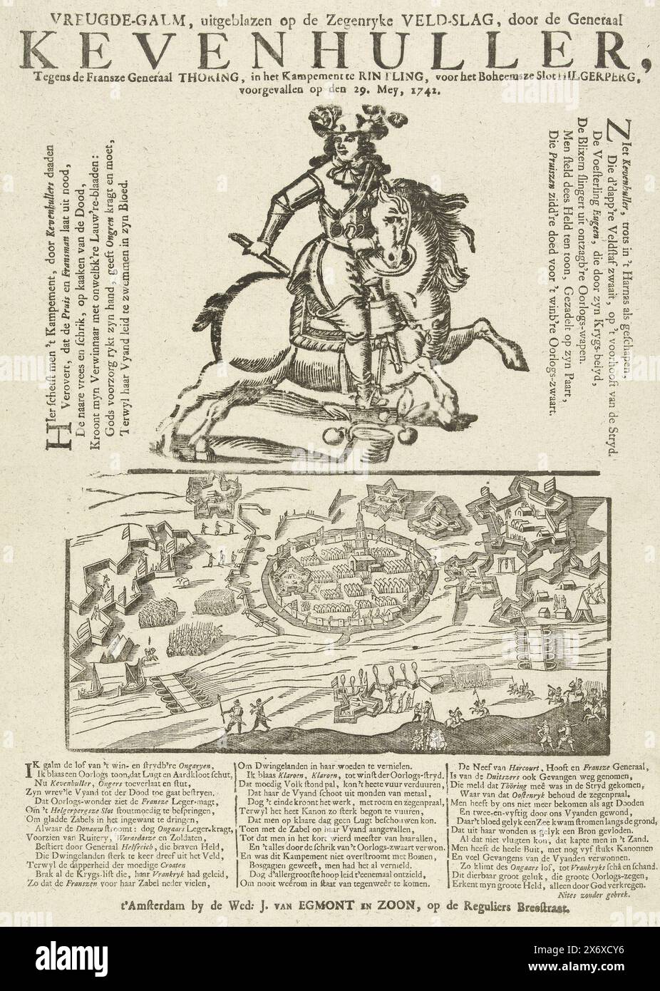 Austrian victory over the French, 1742, reverberation of joy, blown out ...