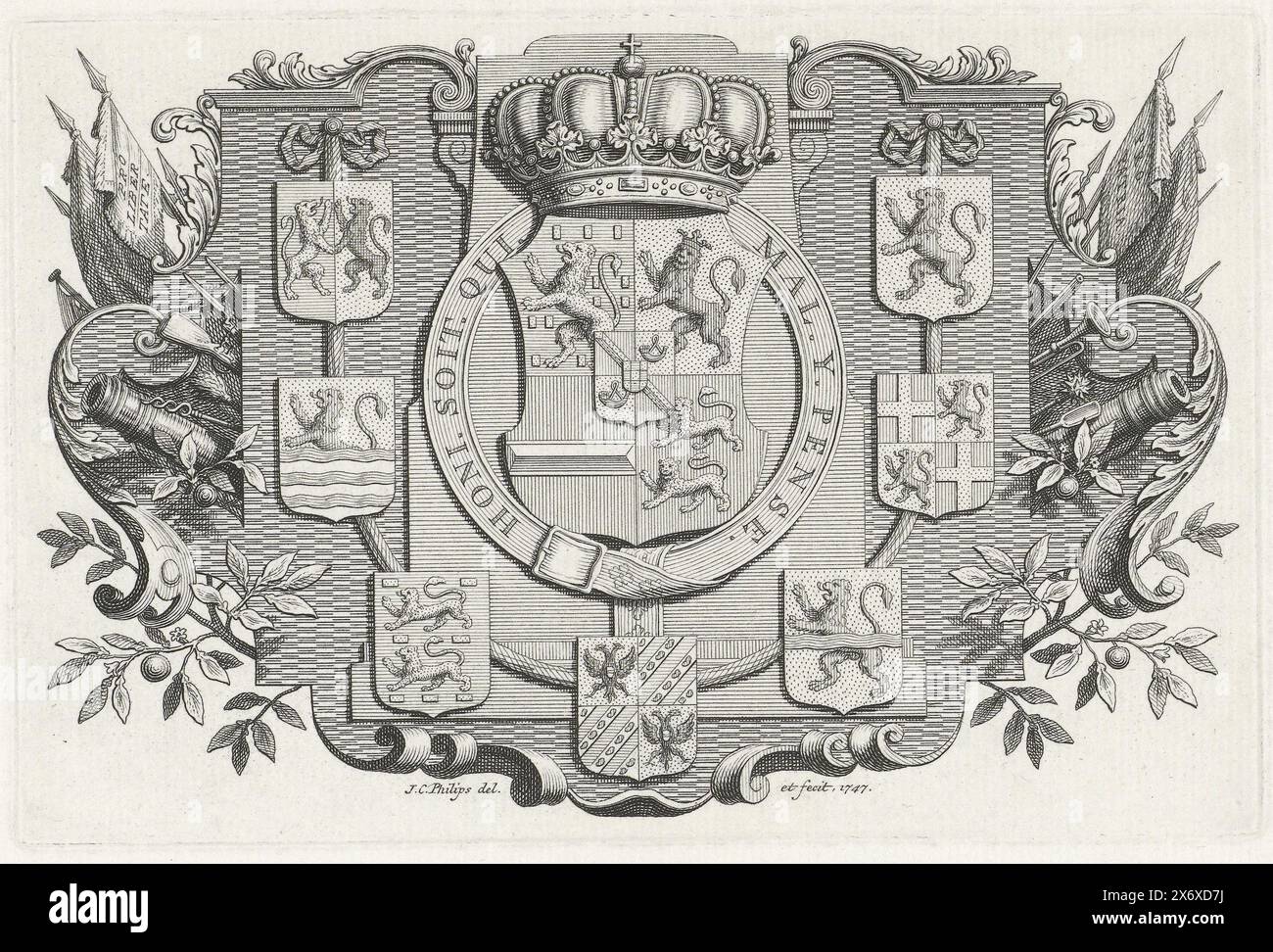 Arms of Stadtholder William IV and the seven provinces, 1747, The coat ...