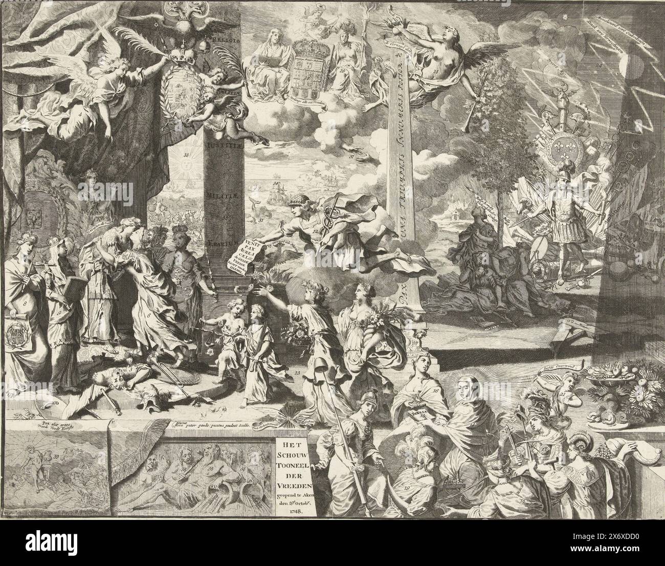 Allegory on the Peace of Aachen, 1748, Het Schouw Tooneel der Vreeden opened in Aachen on the ...