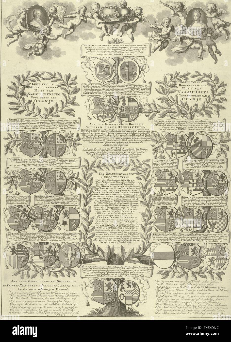 Family tree of the House of Orange-Nassau, 1733, Family tree of the ...