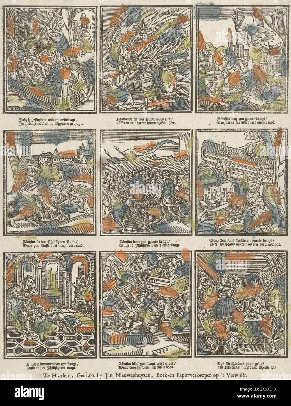 Biblical Figures, Old Testament (title on object), Sheet with 9 scenes ...