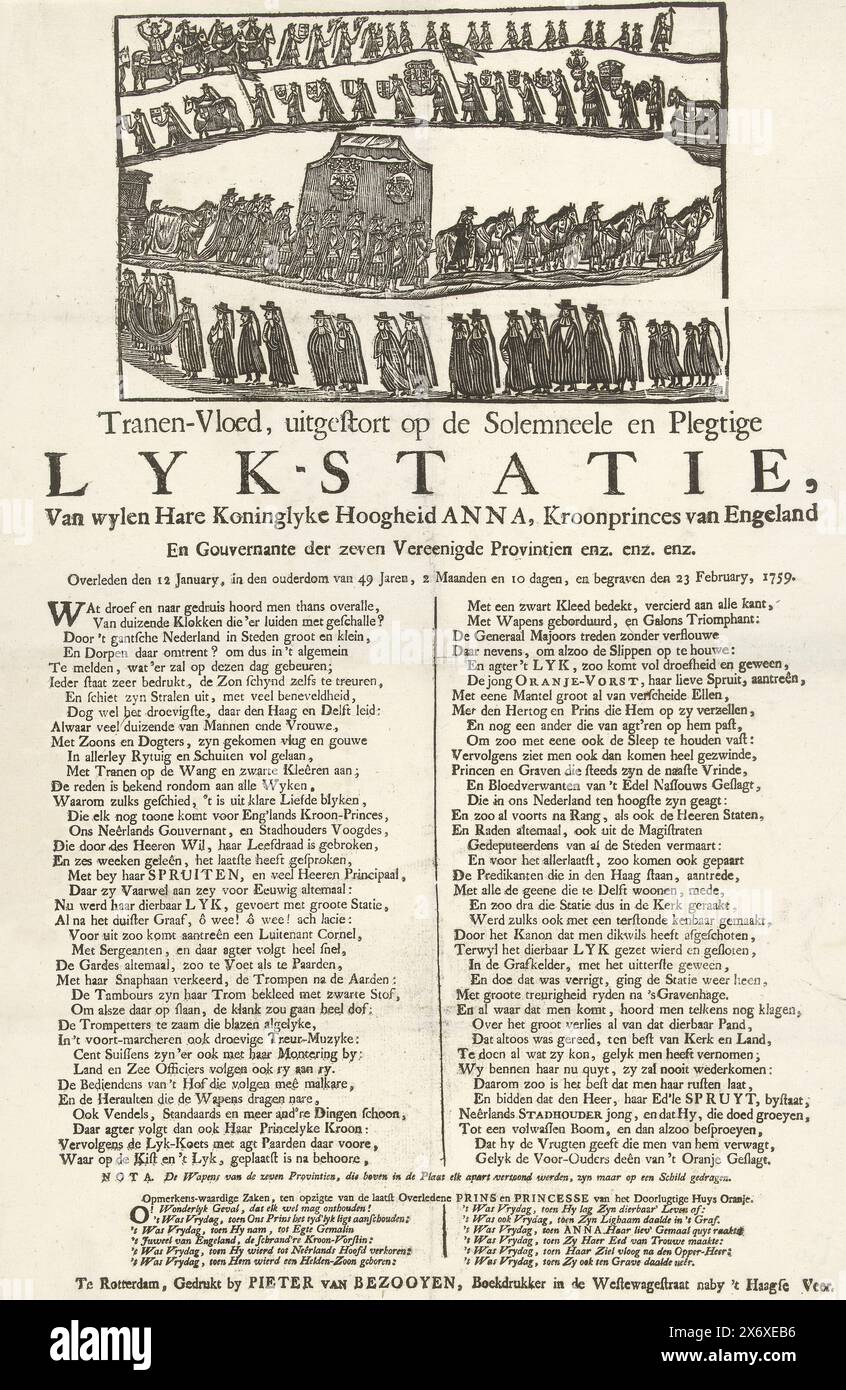 Poem at the funeral of Princess Anna, 1759, Flood of Tears, poured out ...