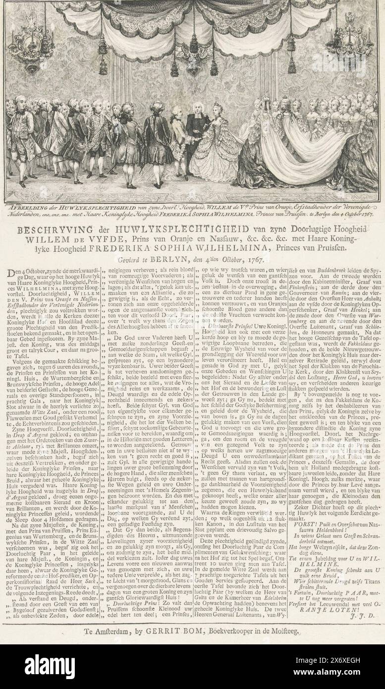 Wedding of William V and Wilhelmina of Prussia, 1767, Image of the ...