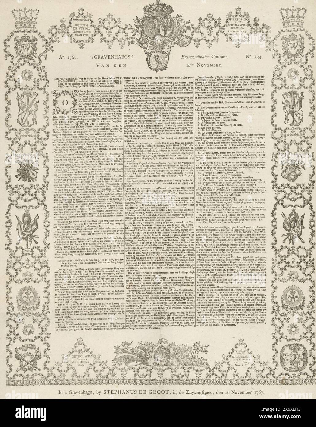 The Hague Extraordinaire Courant of November 10, 1767, The Hague ...
