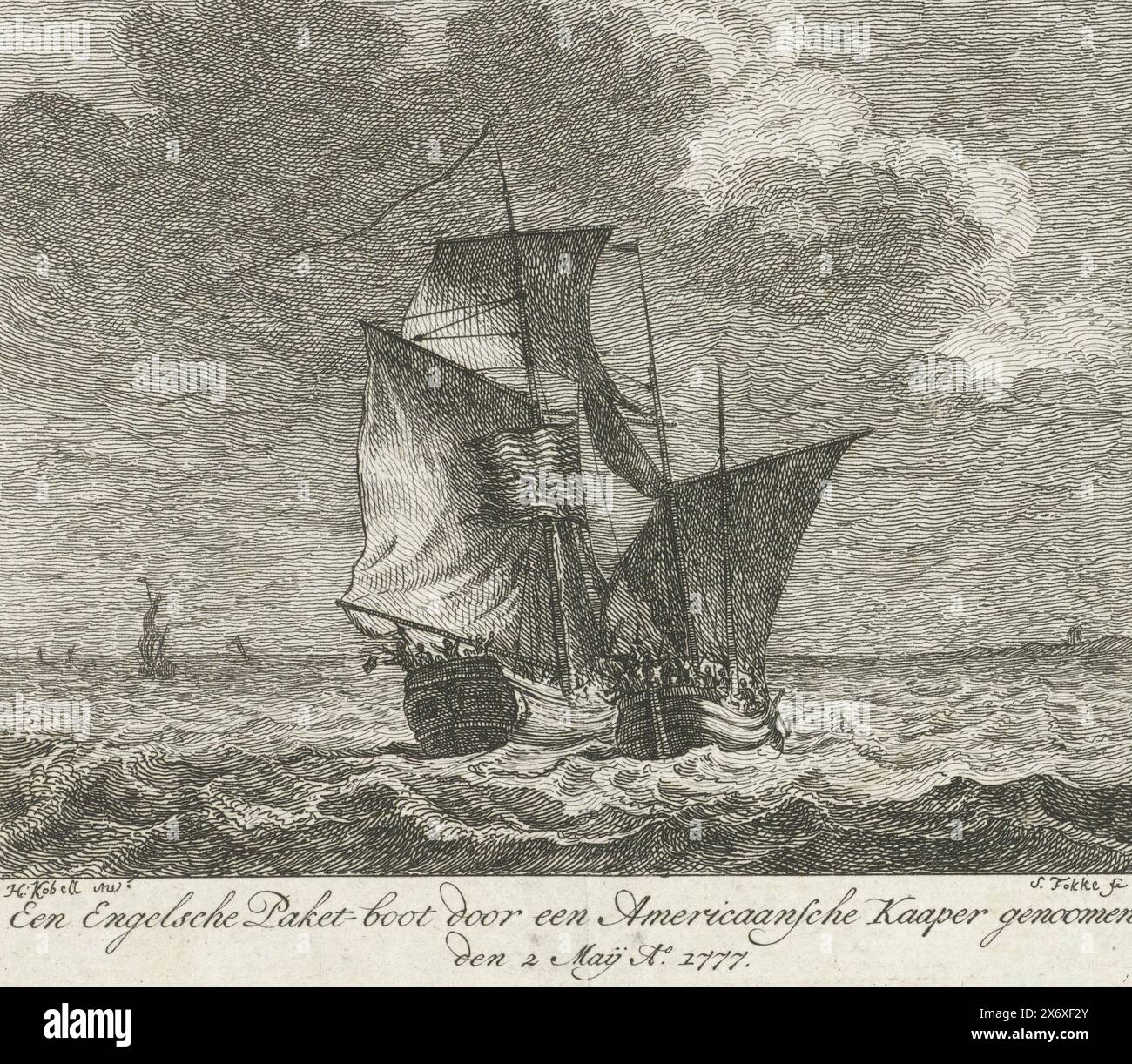 American privateer Cunningham takes an English ship, 1777, An English ...