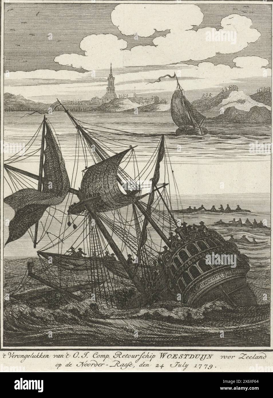 Shipwreck of the Woestduin, 1779, the Accident of the O.I. Comp. Return ...
