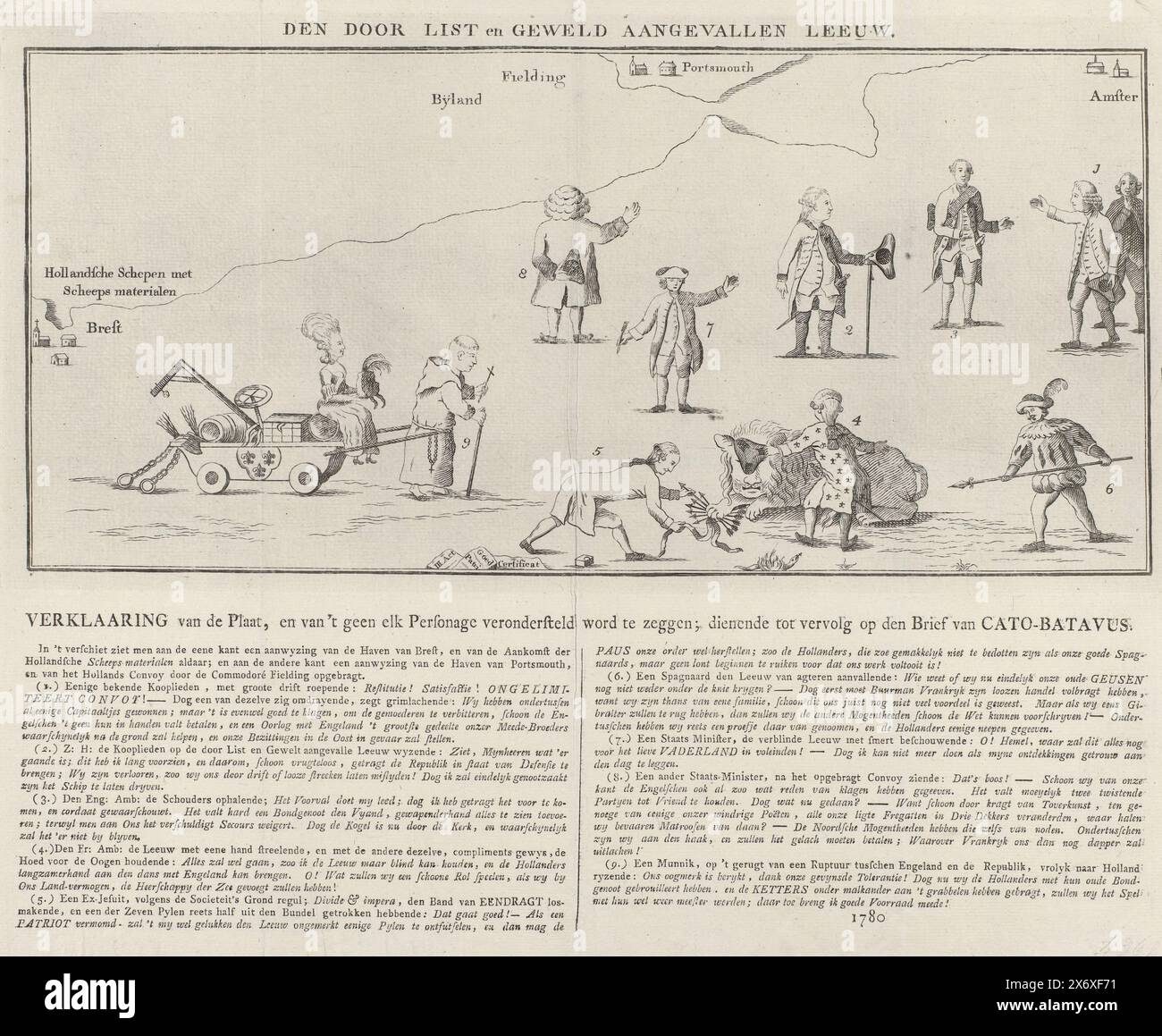 The Dutch Lion attacked by trick and violence, 1780, The Lion Attacked ...