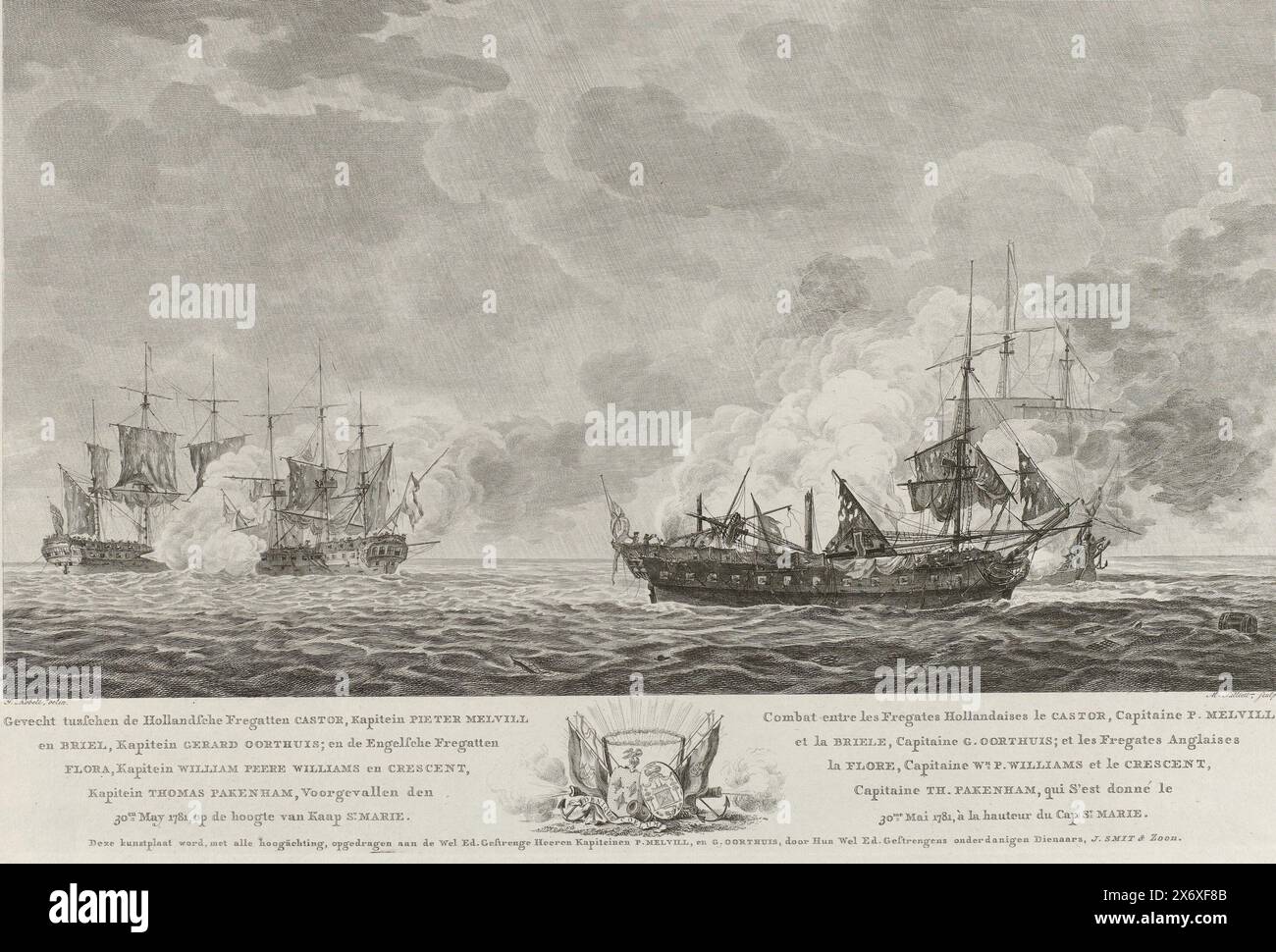Battle of Cadiz, 1781, Battle between the Dutch Frigates Castor ...