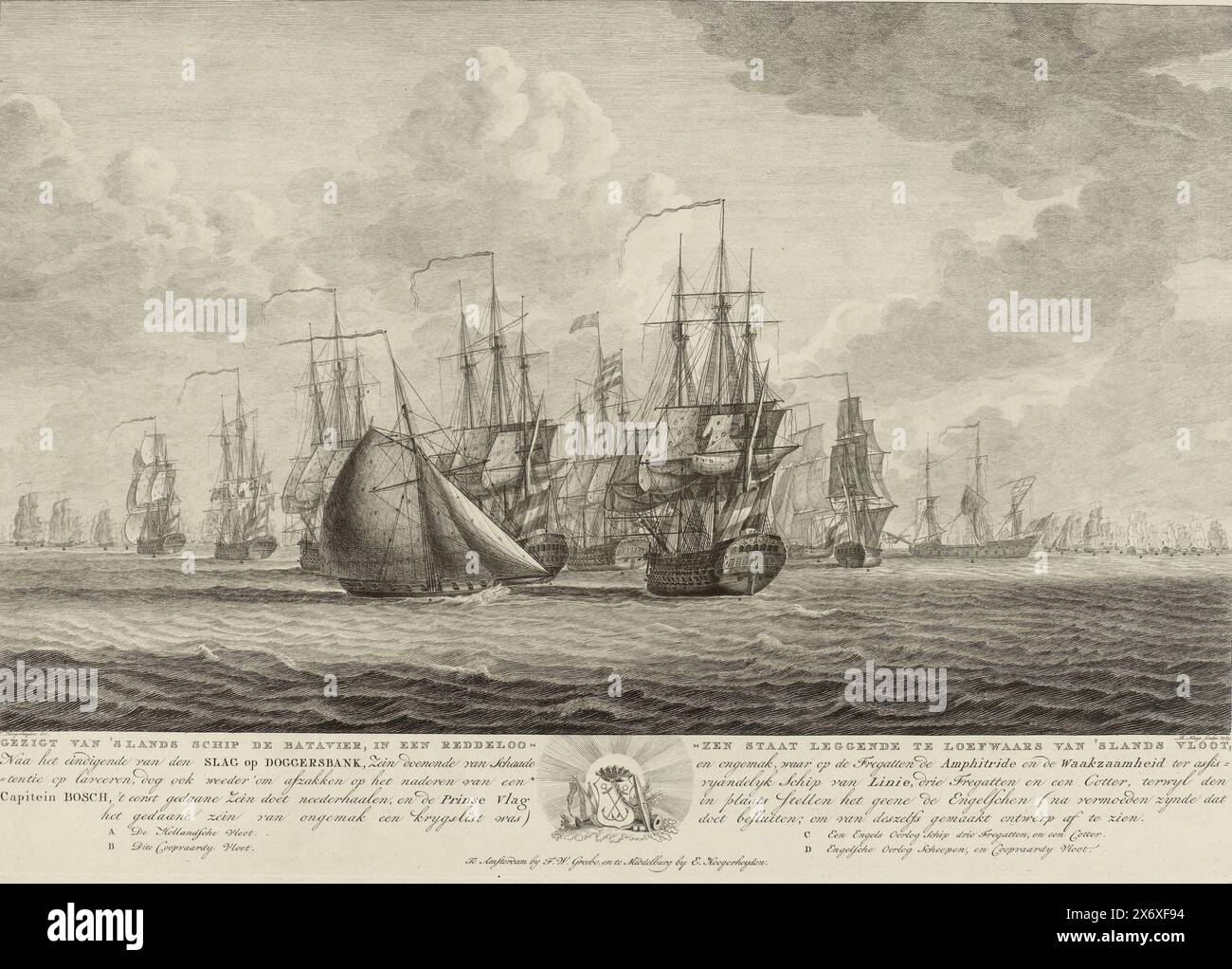 The frigate the Batavier in a desperate state, 1781, View of the ...