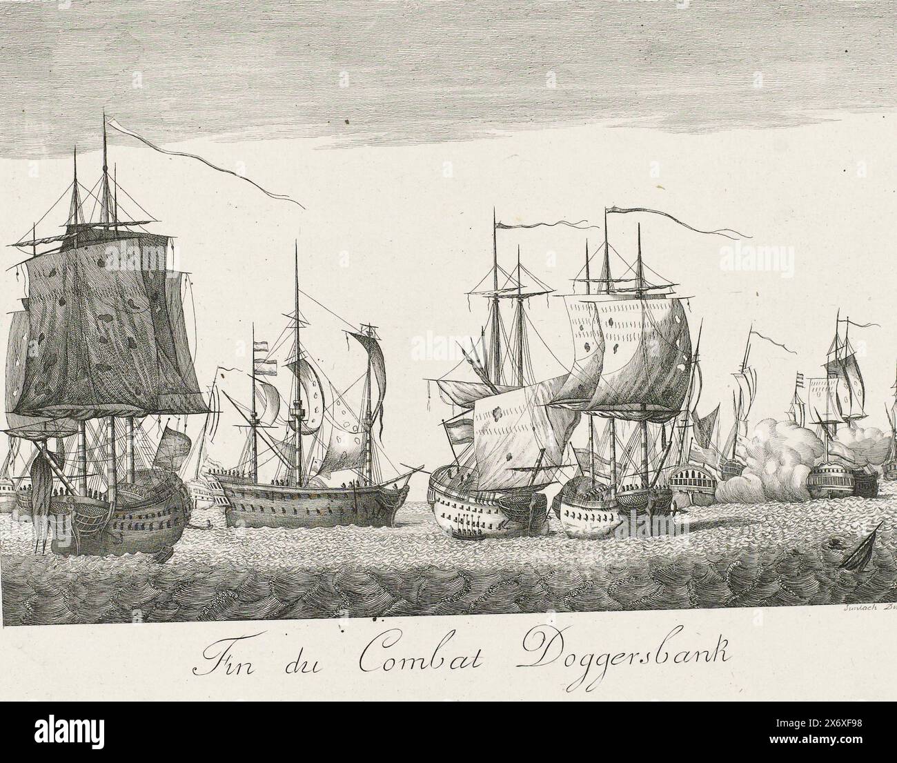 End of the naval battle at Dogger Bank, 1781, Fin du Combat Dogger Bank ...