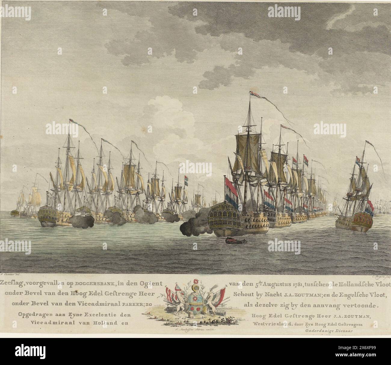 The beginning of the sea battle at Dogger Bank, 1781, Sea battle, which ...