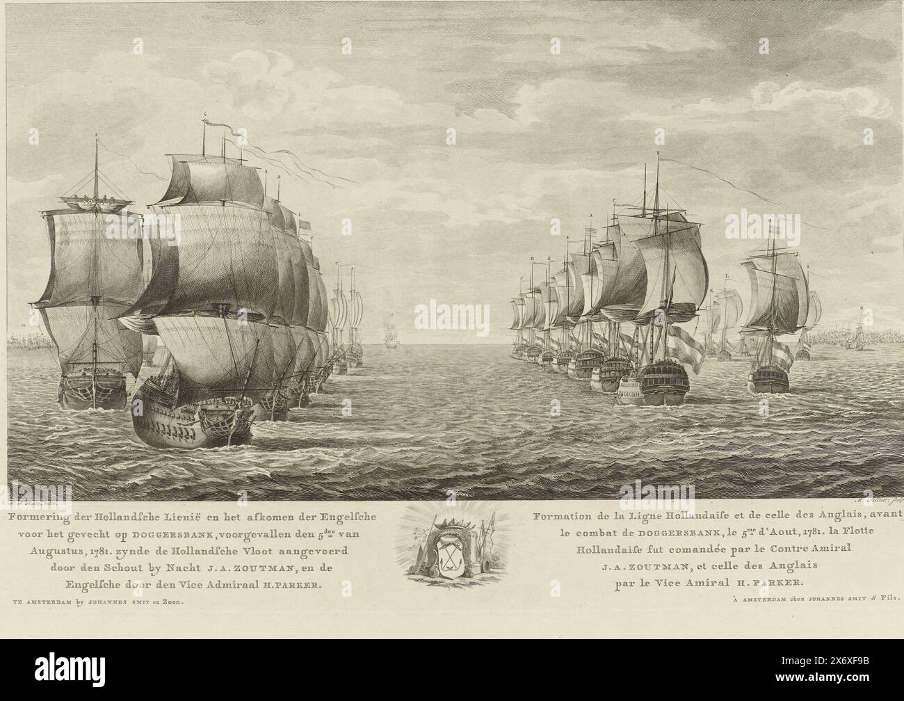 The beginning of the naval battle at Dogger Bank, 1781, Formation of ...