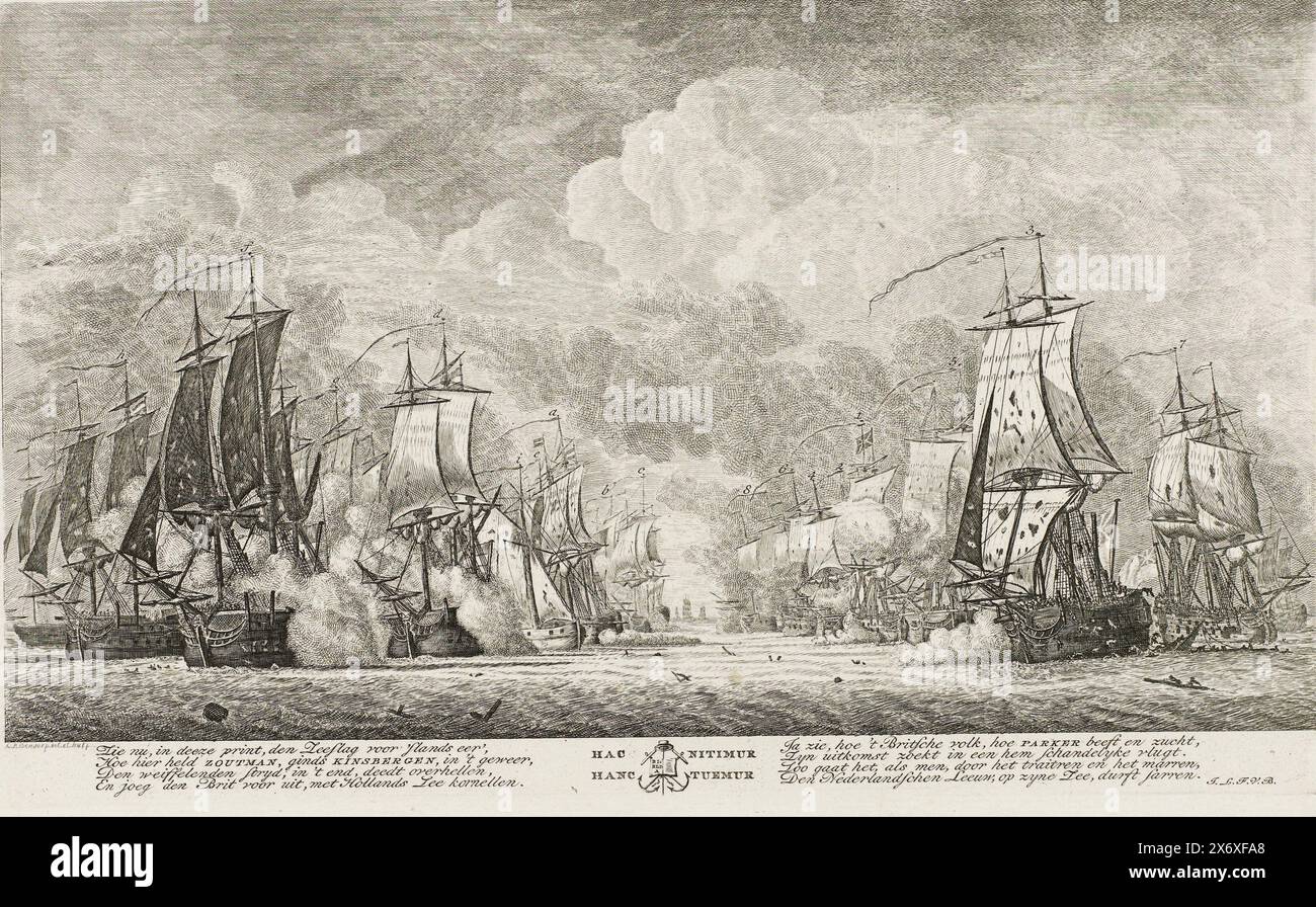 Naval battle at Dogger Bank, 1781, The Dutch and English ships during ...