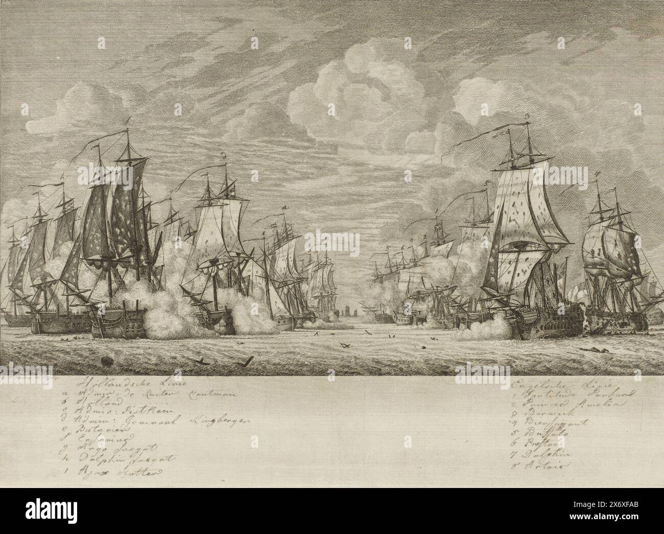 Naval battle at Dogger Bank, 1781, The Dutch and English ships during ...