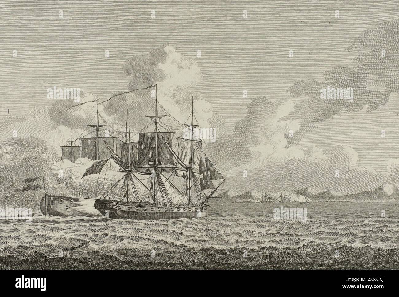 Battle between Hoekerschip Vrouw Machtelyna and English frigate Diamant ...