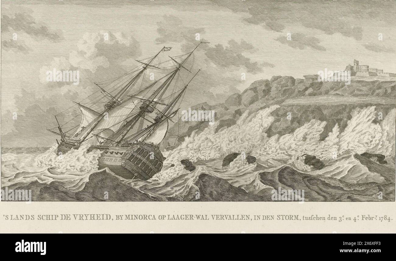 Sinking of the ship De Vrijheid, 1784, the country's ship De Vryheid ...