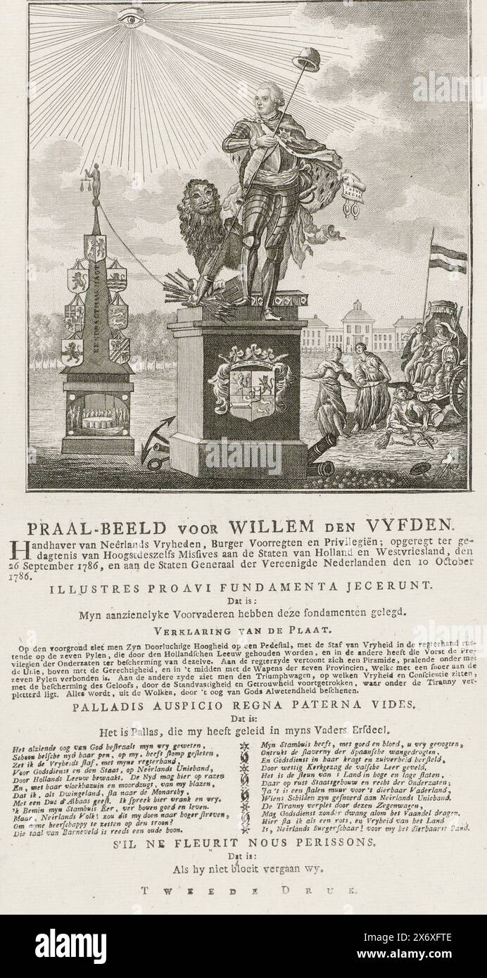 Statue for Willem V, 1786, Praal-Beeld for Willem den Vyfden (title on ...