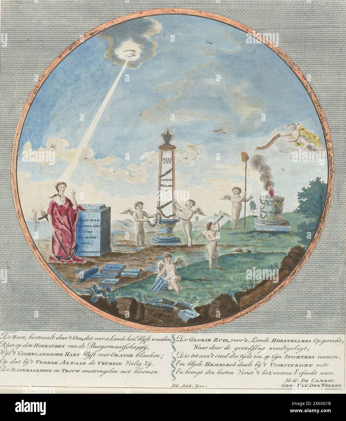 Allegory on the founding of the Oprechte Vaderlandsche Sociëteiten in ...