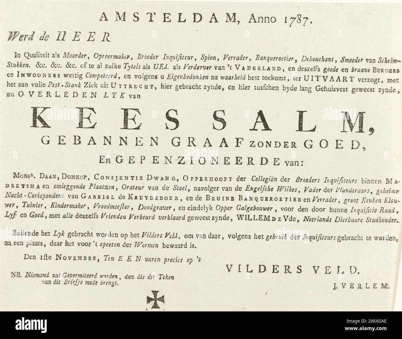 Invitation to the funeral of Kees Salm, 1787, Text sheet with an ...