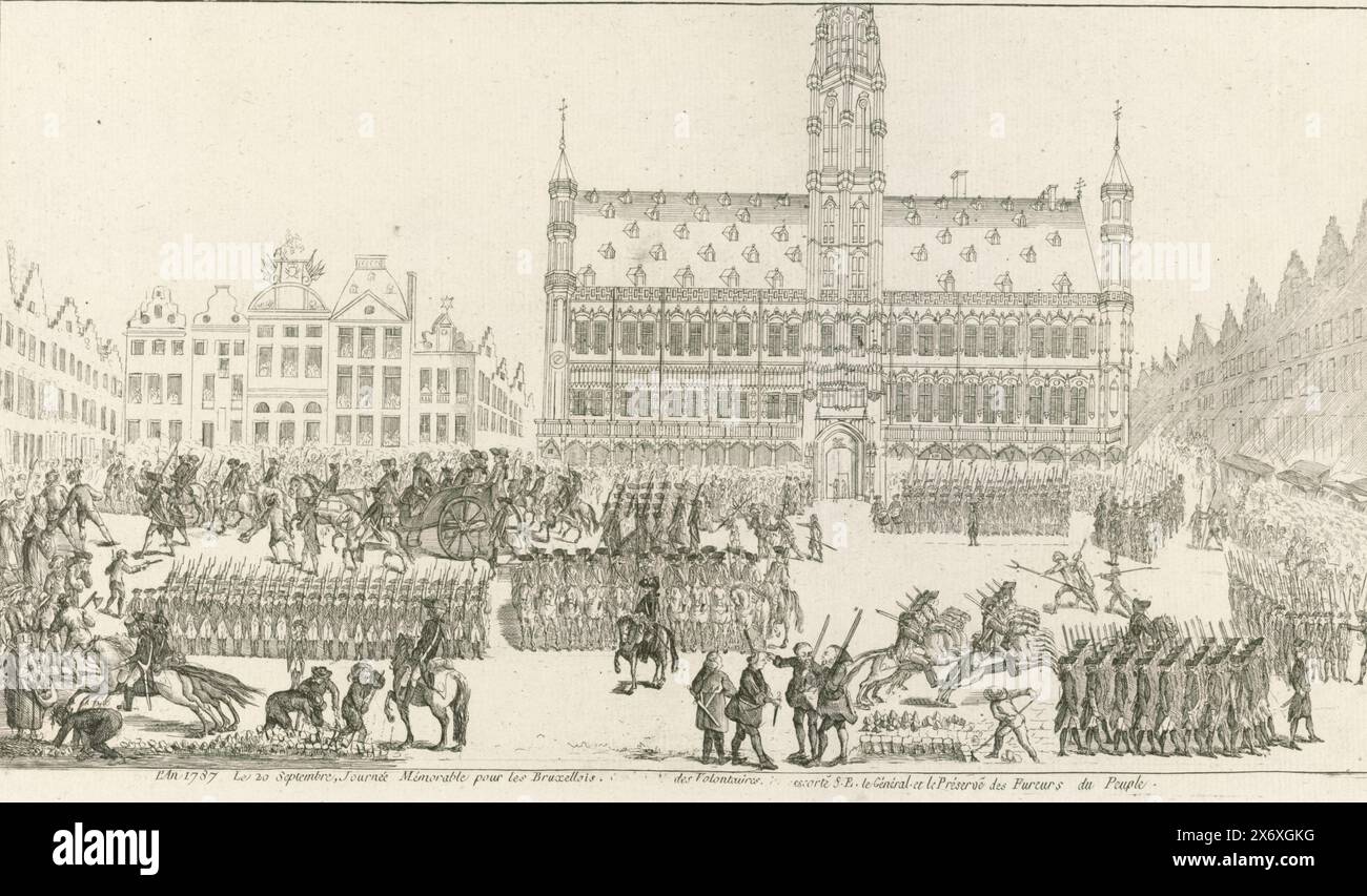 General d'Alton escorted by the volunteers in Brussels, 1787, L'An 1787 ...
