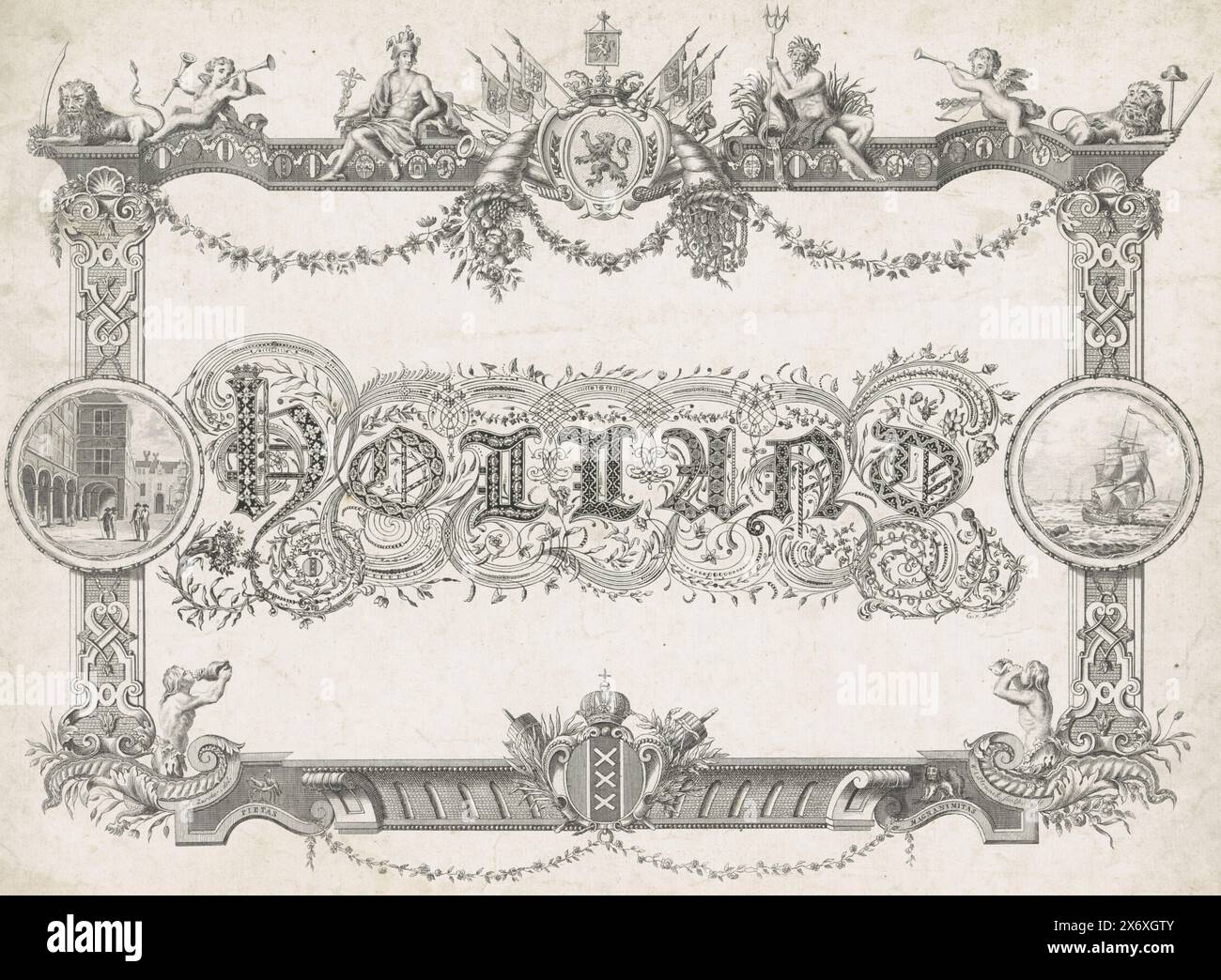 Calligraphy of the province of Holland, Holland (title on object ...