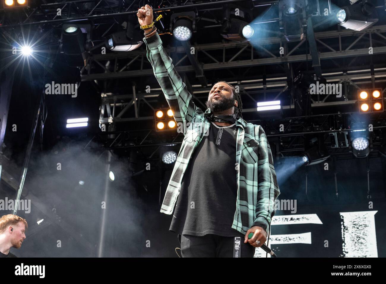 AJ Channer of Fire from the Gods performs during Sonic Temple Art and ...