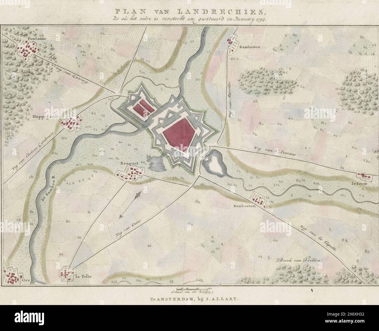 Plan of the fortifications of Landrecies, 1794, Plan of Landrechies, as ...