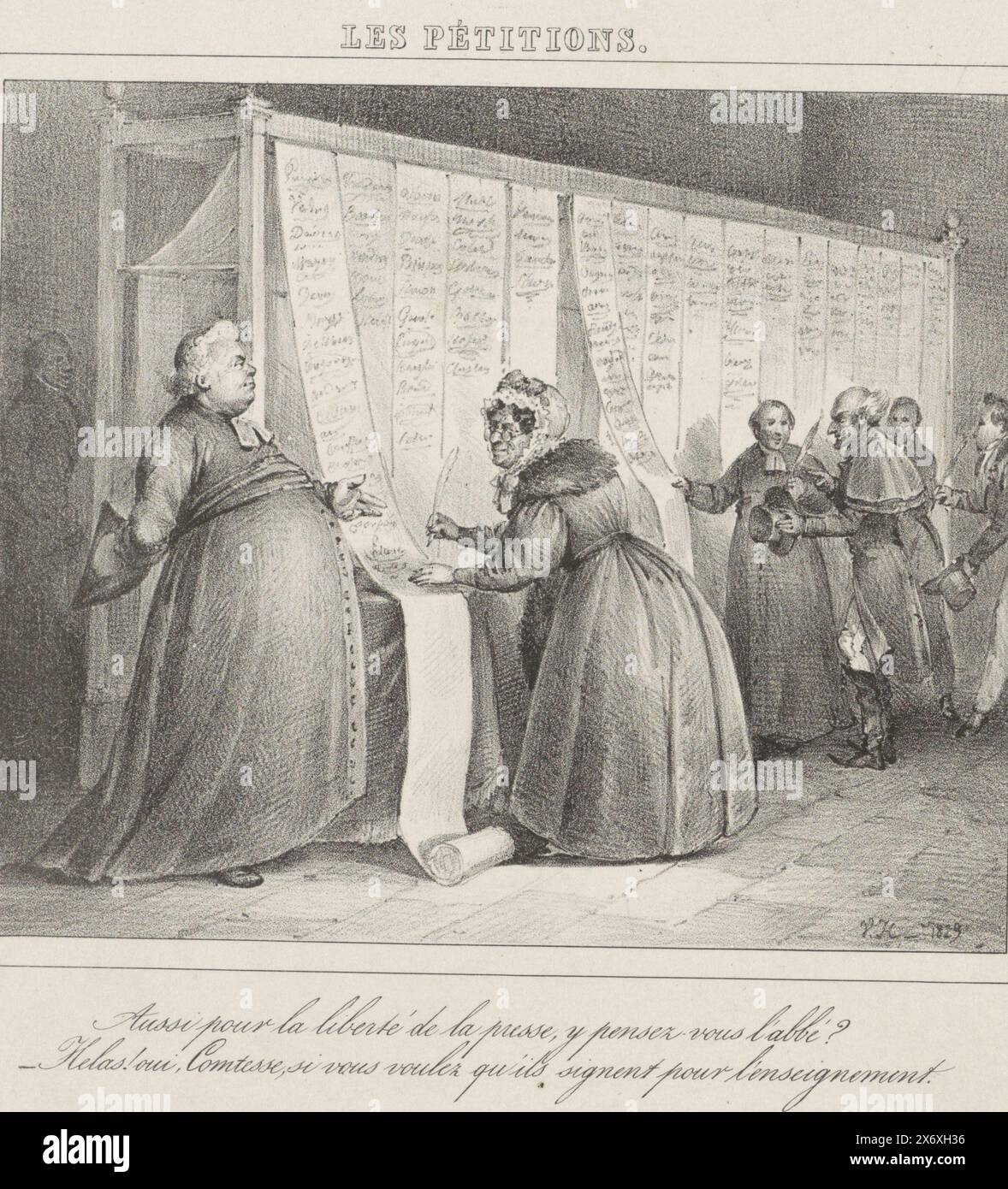 Cartoon on the Belgian petitions, 1828, Les Pétitions (title on object ...