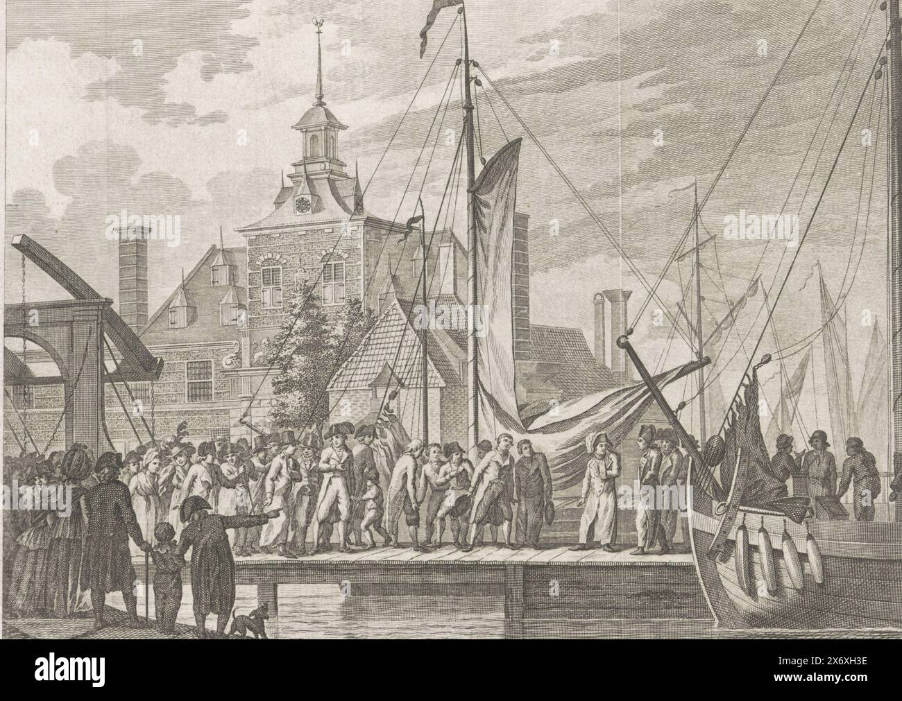 Arrival of the wounded Prince Willem George Frederik in Rotterdam, 1793 ...