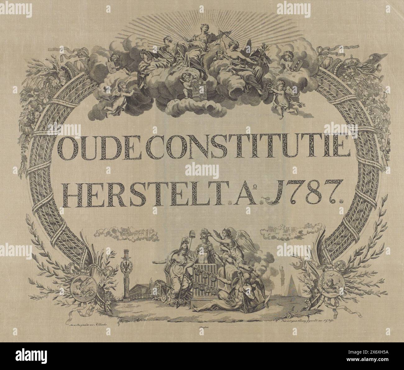 Allegory on the Restoration of the Stadtholder, 1787 (on satin), Old ...