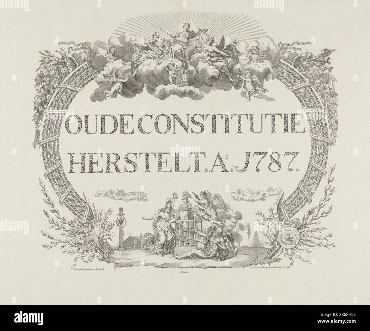 Allegory on the Restoration of the Stadtholder, 1787, Old Constitution ...