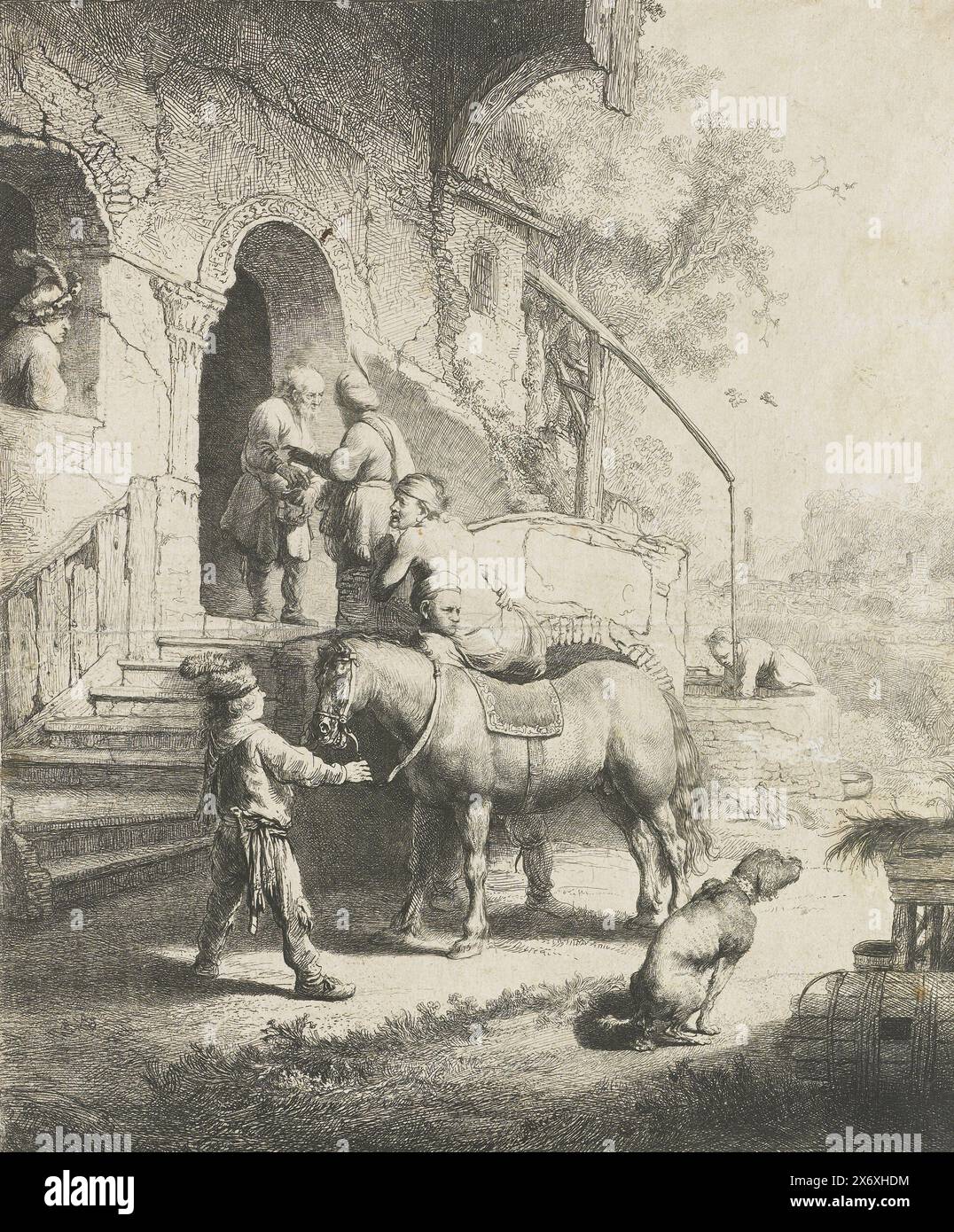 The good Samaritan, print, print maker: Rembrandt van Rijn, after own ...