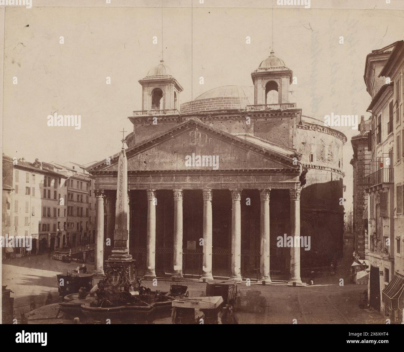 View of the Pantheon and the Macuteo obelisk in Rome, Italy, photograph ...