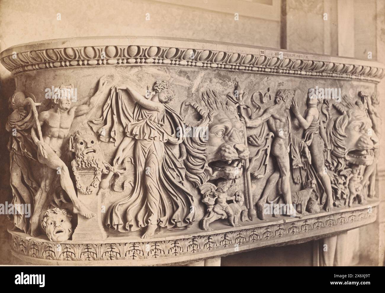 Antique sarcophagus depicting a bacchanal, Museo Vaticano, photograph ...