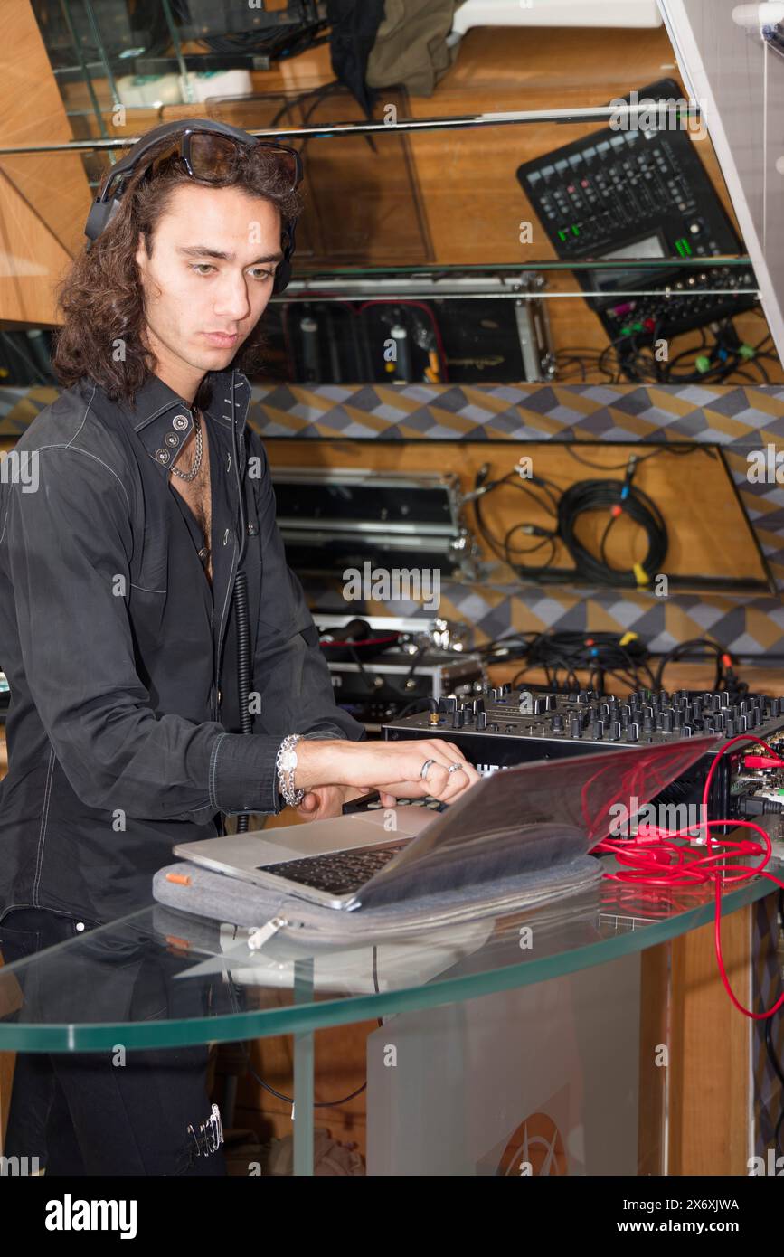 Cannes, France. 16th May, 2024. DJ livens up the ''AI Film Awards ...