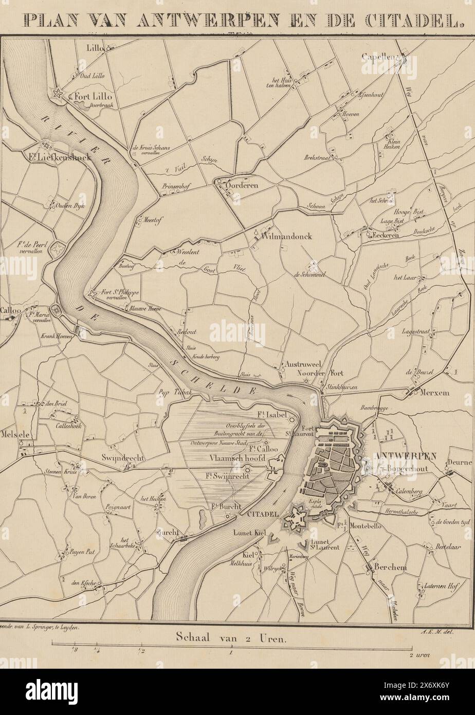 Map of Antwerp and the Citadel, 1832, Plan of Antwerp and the Citadel ...