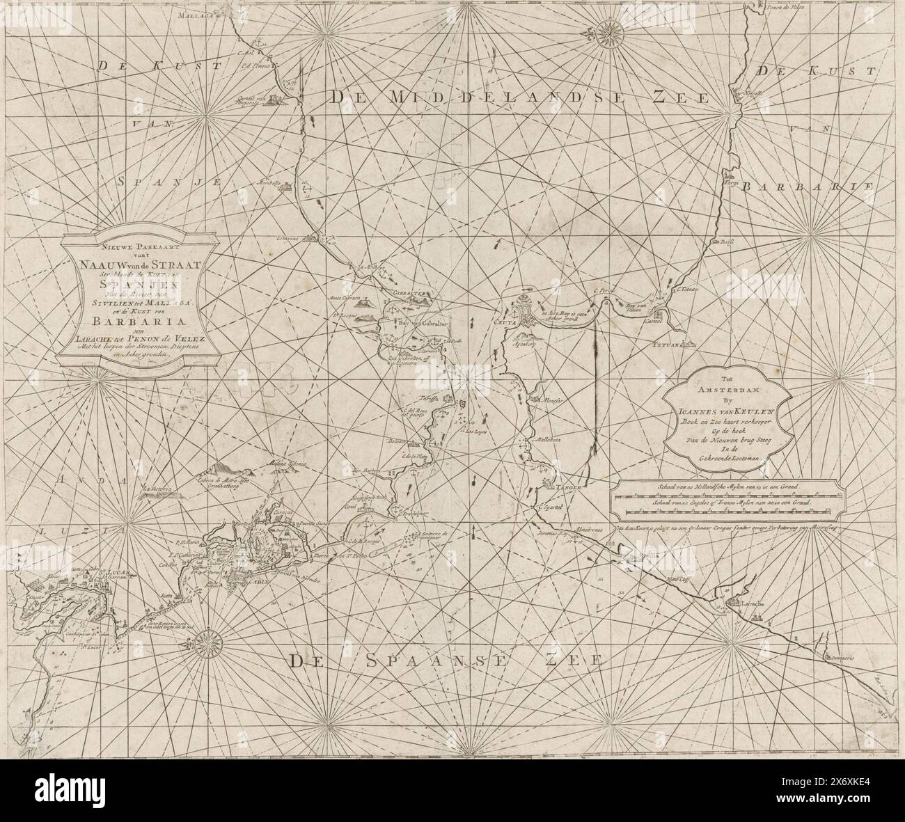 Pass Map of the Strait of Gibraltar, New Pass Map of 't Naauw of the ...