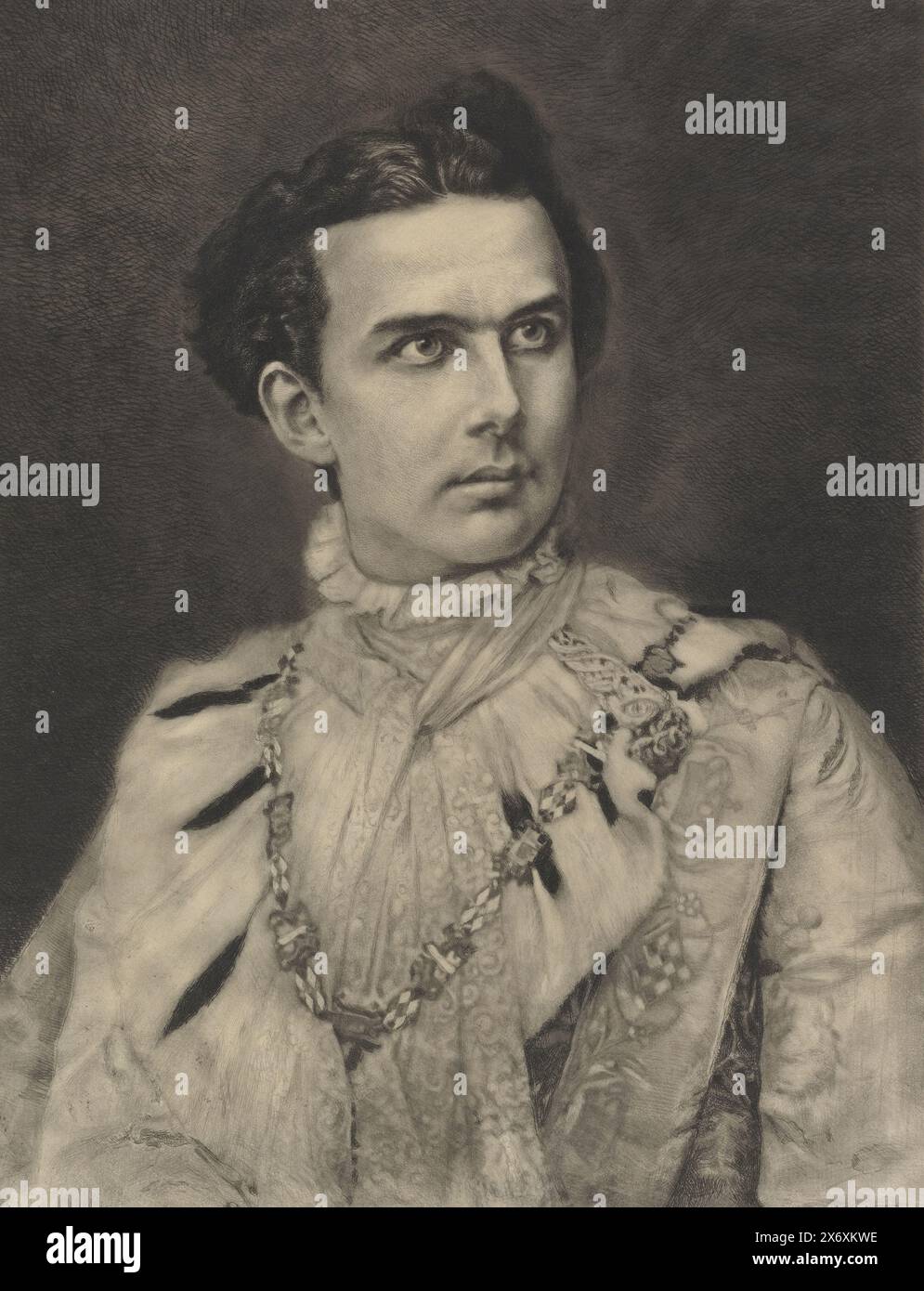 Portrait of Louis II, King of Bavaria, print, print maker: Rogelio de ...