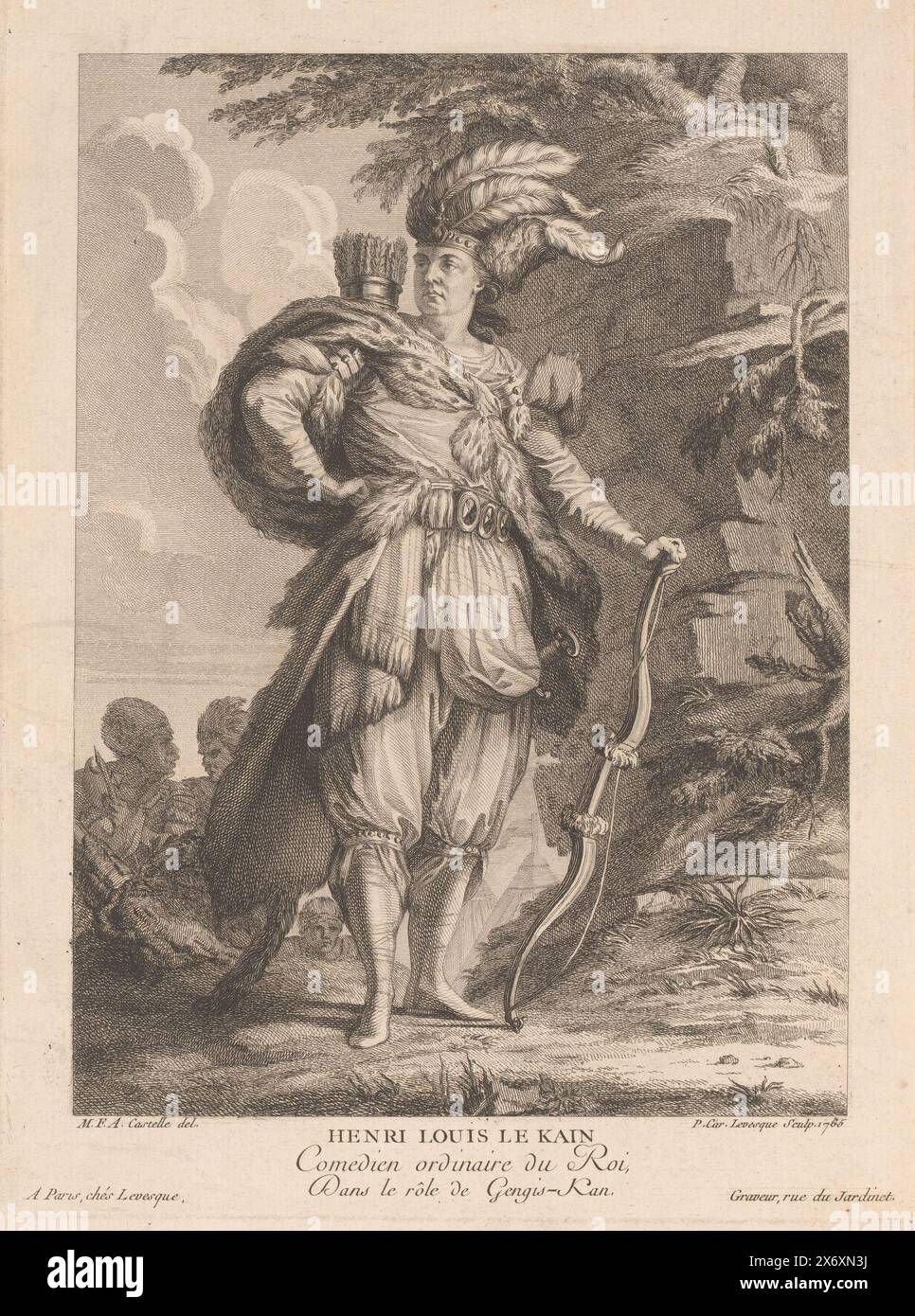Portrait of Lekain in the role of Genghis Khan, Henri Louis le Kain ...
